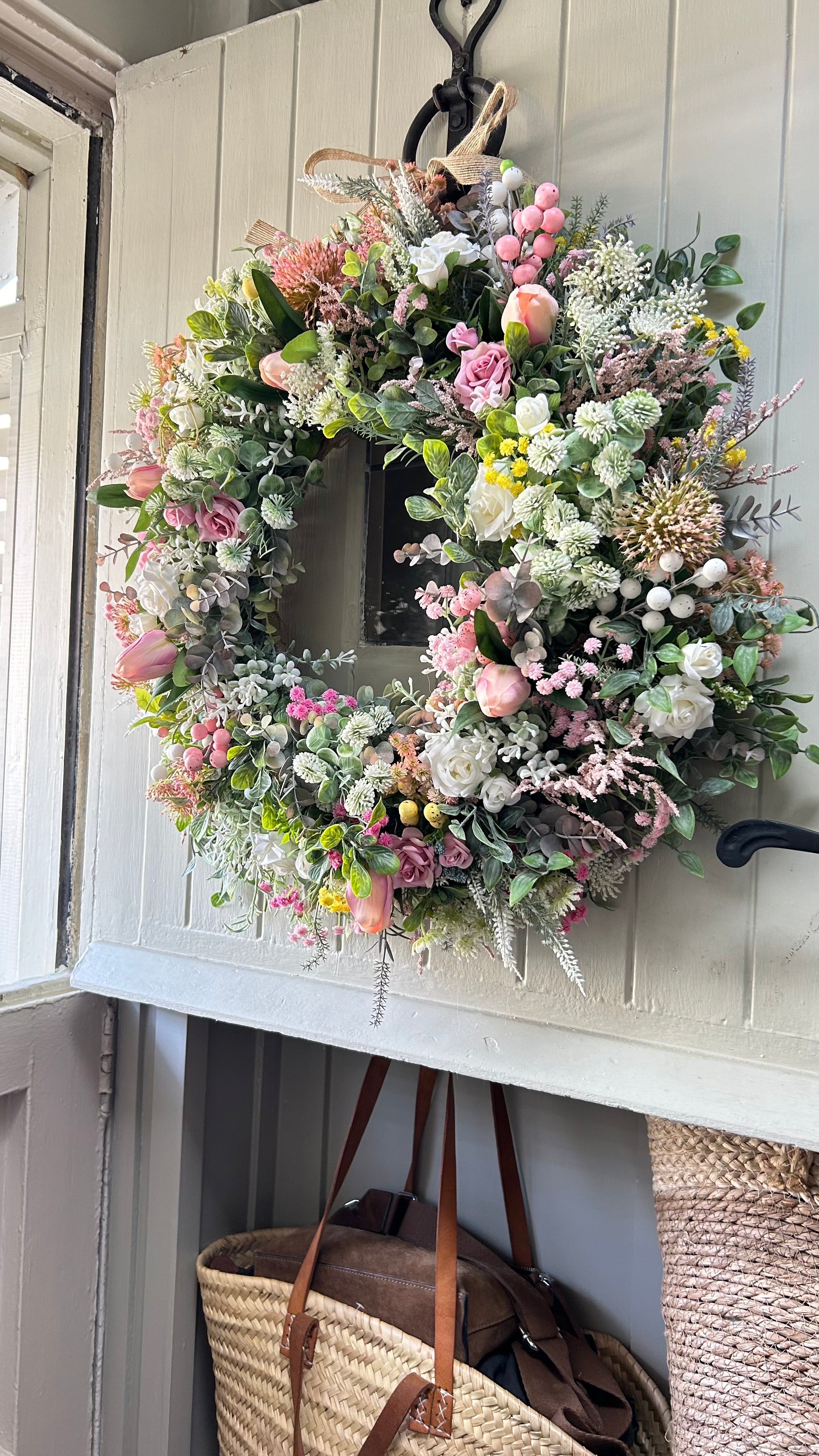 “VICTORIA” spring/ summer faux wreath (FREE P&P – fowle hall flowers