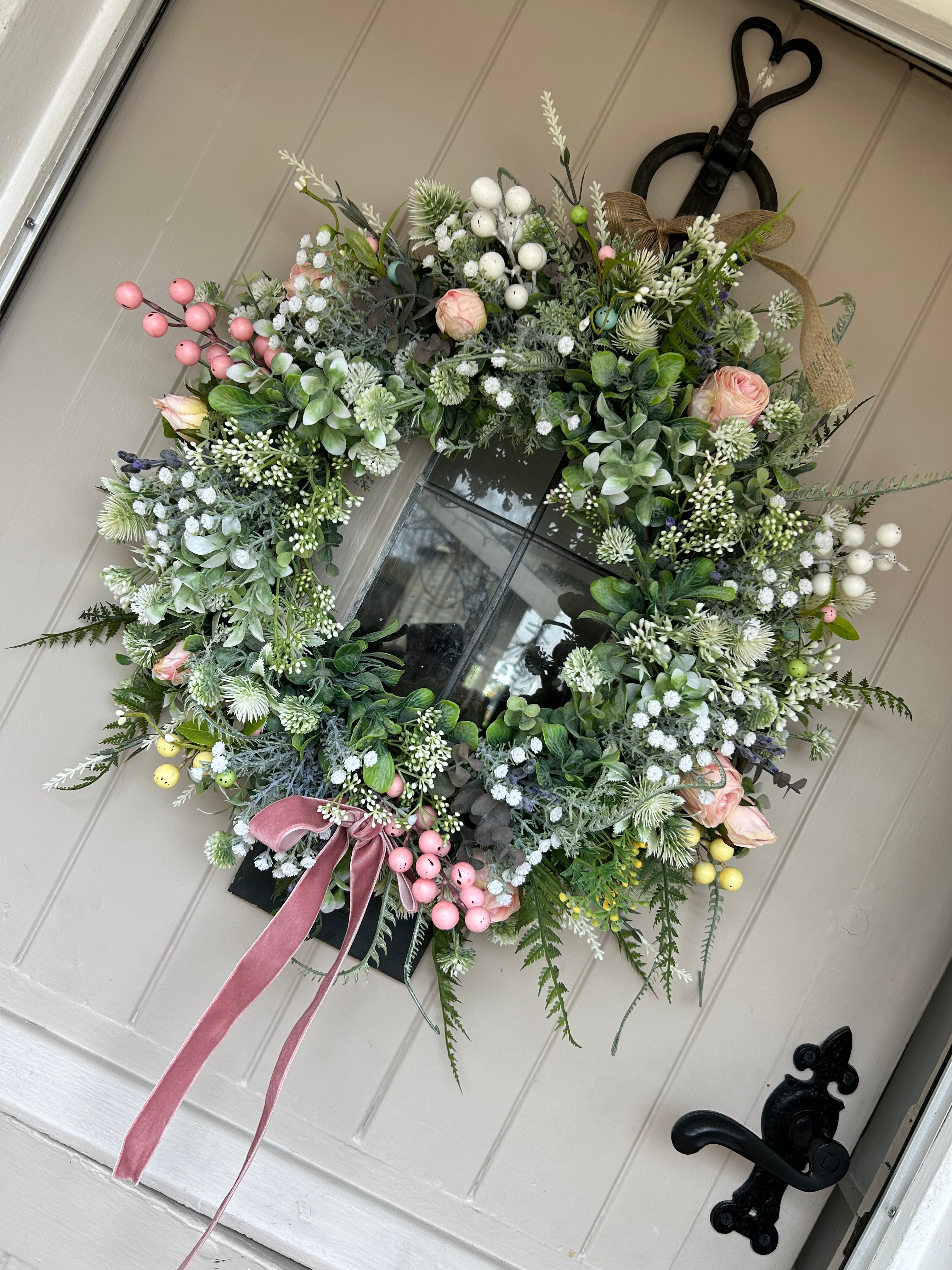 “FLORA” spring/ summer faux wreath (FREE P&P – fowle hall flowers